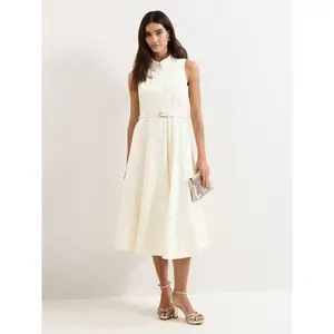 PHASE EIGHT Phase Eight Ariane Sleeveless Collared Belted Midi Shirt Dress