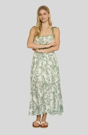 BLU PEPPER Print Tie Straps Maxi Dress