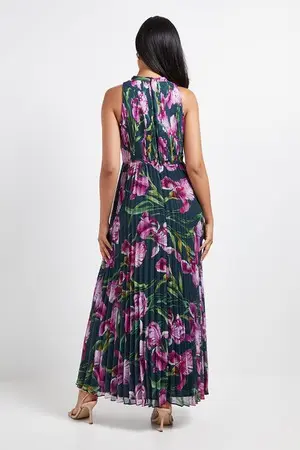 WALLIS Floral Print Pleated Maxi Dress