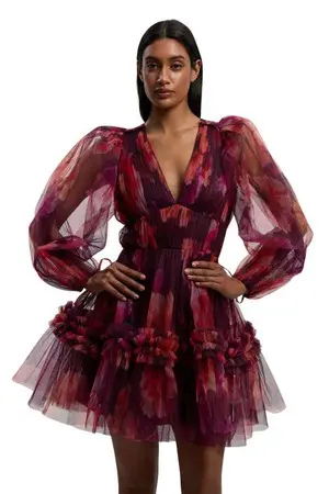 Karen Millen Tulle Balloon Sleeve Mini Dress