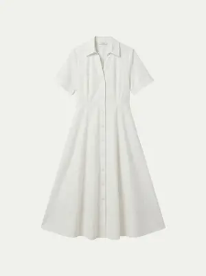 Karen Millen Utility Short Sleeve Organdie Midi Dress - Ivory