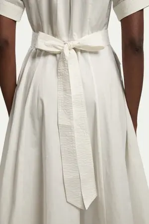 Karen Millen Utility Short Sleeve Organdie Midi Dress - Ivory
