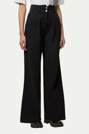 Karen Millen Petite High Waisted Wide Leg Jeans - Black