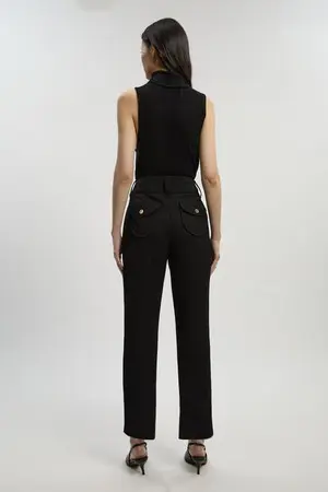 Karen Millen Petite Textured Straight Leg Trousers