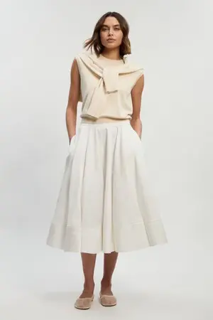 Karen Millen Cotton Tailored Midi Skirt
