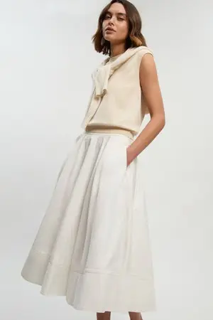 Karen Millen Cotton Tailored Midi Skirt