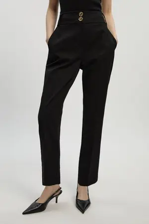 Karen Millen Textured Stretch Straight Leg Trousers - Black