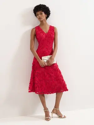 PHASE EIGHT Paloma Embroidered Fit Flare Dress - Pink