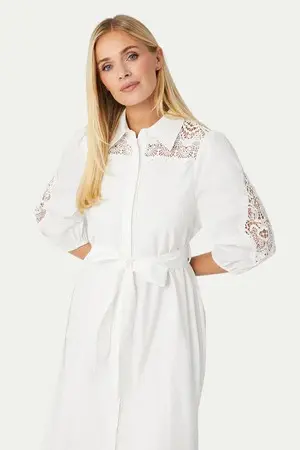 WALLIS Petite Cotton Cutwork Detail Shirt Dress