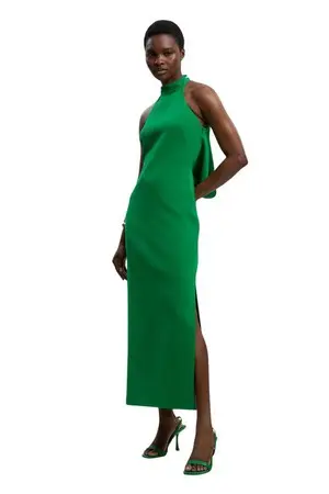 Karen Millen Soft Tailored Halterneck Maxi Dress - Green