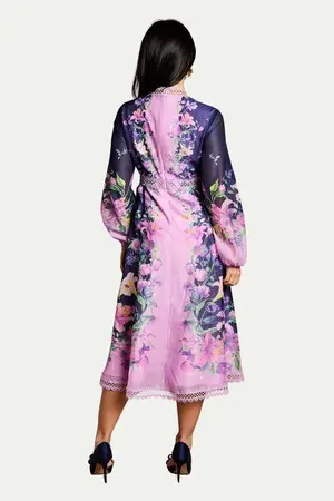 Coast Petite Organza Floral Lace Trim Midi Dress
