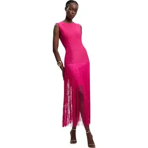 Karen Millen Form Fit Bandage Tassel Hem Mini Dress - Pink