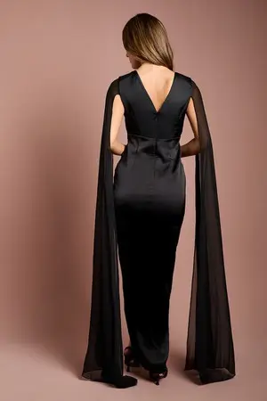 Coast Satin Cape Sleeve Maxi Dress