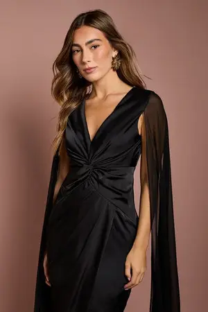 Coast Satin Cape Sleeve Maxi Dress