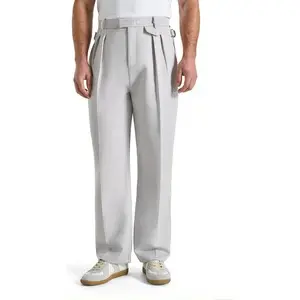 Manière De Voir Maniere De Voir Pierre Relaxed Fit Textured Pleated Tailored Trousers - Light Grey