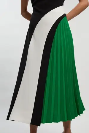 Karen Millen Colour Block Pleated Midi Dress