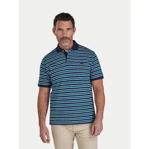 RAGING BULL Triple Stripe Pique Polo Shirt - Navy