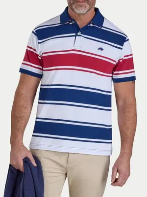 RAGING BULL Wide Stripe Jersey Polo Shirt