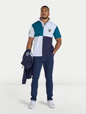 RAGING BULL Cut & Sew Harlequin Rugby Shirt