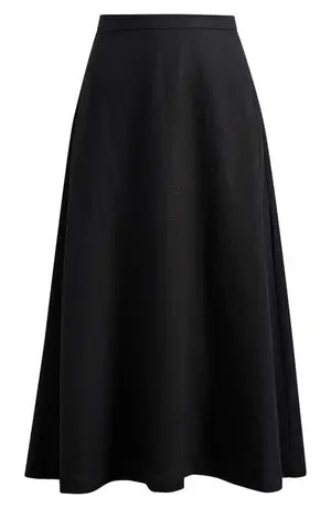 WAYF Hannah Lovey Porter Capri Linen Blend Midi Skirt - Black