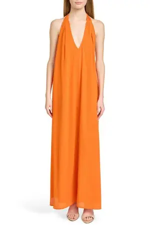 WAYF Solana Halter Maxi Dress - Orange