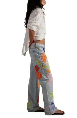 Free People Surfside Patchwork Wide Leg Jeans