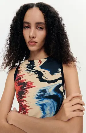 Desigual Sleeveless Abstract Print Mini Dress