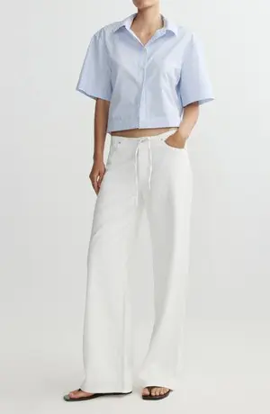 DL1961 Carlee Stripe Woven Crop Top