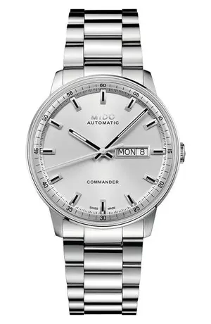 MIDO Commander Datoday Automatic Stainless Steel Bracelet Watch - Silver