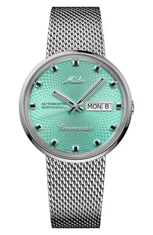 MIDO Commander 1959 Automatic Stainless Steel Mesh Watch - Blue