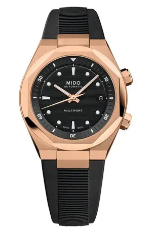 MIDO Multifort 8 Two Crowns Automatic Rubber Strap Watch