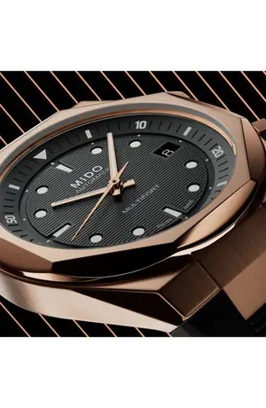 MIDO Multifort 8 Two Crowns Automatic Rubber Strap Watch