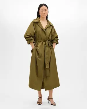 Another Tomorrow Recycled Nylon Trench - Olive