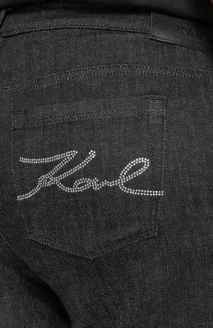 Karl Lagerfeld Paris Crystal Cuff High Waist Jeans