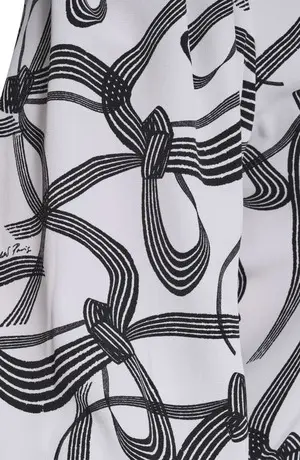 Karl Lagerfeld Paris Bow Print Crepe Button-up Shirt