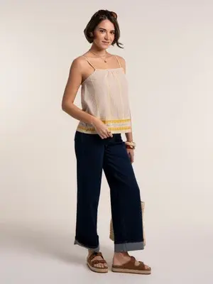 BRAKEBURN Square Neck Camisole With Striped And Geometric Design