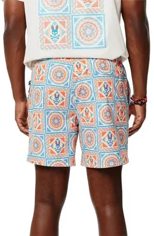 Psycho Bunny All-over Print Swim Trunks - Blue Danube