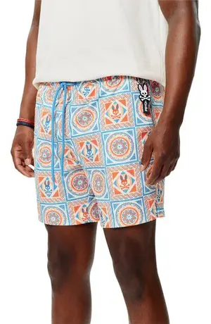 Psycho Bunny All-over Print Swim Trunks - Blue Danube