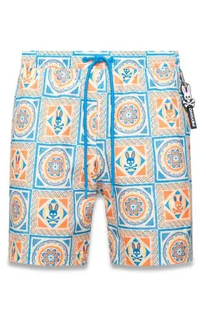 Psycho Bunny All-over Print Swim Trunks - Blue Danube