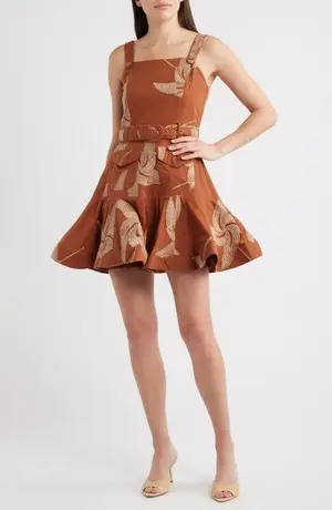 CIEBON Kenny Embroidered Minidress - Caramel