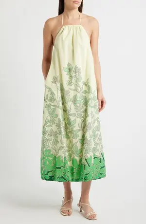 CIEBON Dani Floral Print Midi Dress - Cream Multi