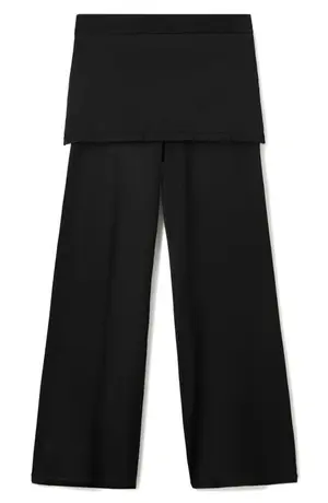 Mango Foldover Knit Wide Leg Pants