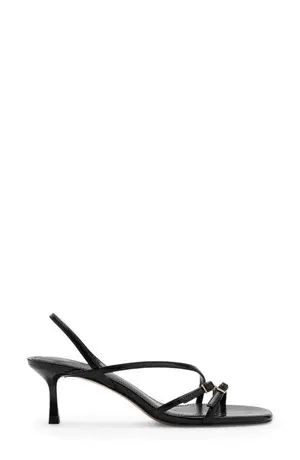 Mango Asymmetric Strap Slingback Sandals With Buckle Hardware - Black