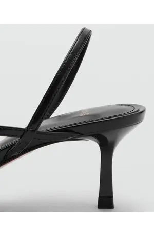 Mango Asymmetric Strap Slingback Sandals With Buckle Hardware - Black