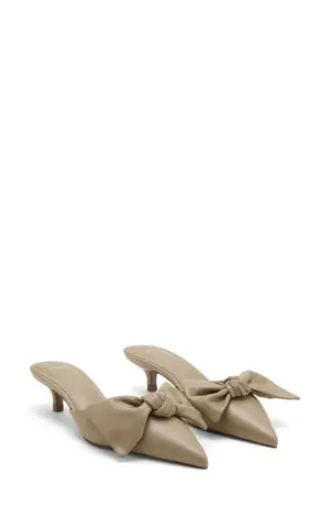 Mango Pointed Toe Kitten Heel Mule With Knot Detailing