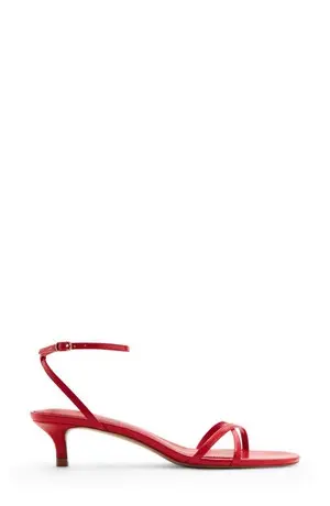 Mango Ankle Strap Kitten Heel Sandal - Red