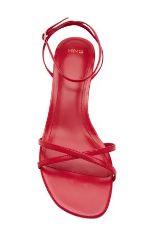 Mango Ankle Strap Kitten Heel Sandal - Red
