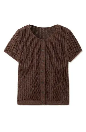 Mango Short Sleeve Crochet Cardigan