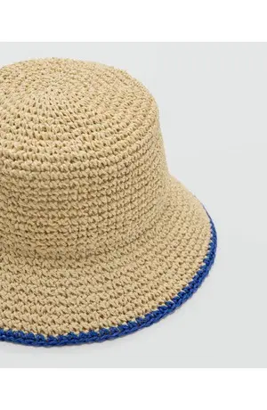 Mango Straw Bucket Hat With Contrasting Trim