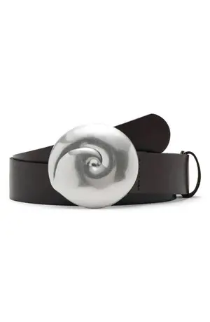 Mango Shell Buckle Leather Belt - Chocolate